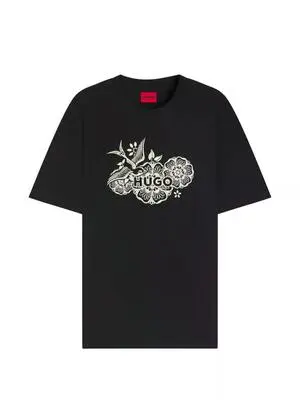 Hugo Flora-print Logo-detail T-shirt