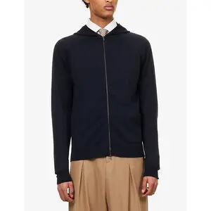 John Smedley Carty Merino Wool Zip-up Hoodie - Midnight
