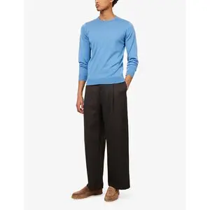 John Smedley Lundy Crewneck Merino Wool Jumper - Chambray Blue