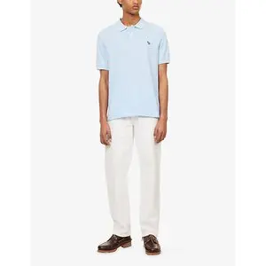 Paul Smith Zebra-embroidered Cotton-pique Polo Shirt - Light Blue