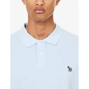 Paul Smith Zebra-embroidered Cotton-pique Polo Shirt - Light Blue