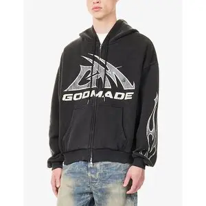 GODMADE Logo-print Zip-up Cotton Hoodie