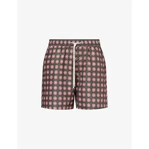 Oas Lumo Graphic Print Swim Shorts - Coffee