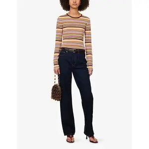 REFORMATION Striped Cashmere Crew Neck Jumper