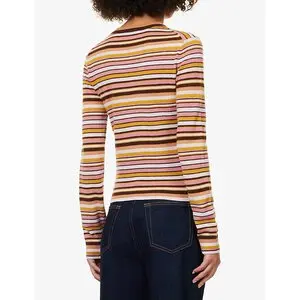 REFORMATION Striped Cashmere Crew Neck Jumper