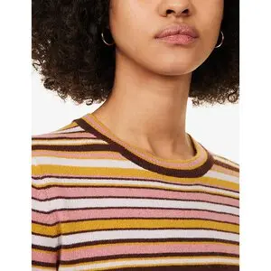 REFORMATION Striped Cashmere Crew Neck Jumper
