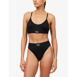 Calvin Klein Graphic Monogram Microfibre Stretch Bralette - Black