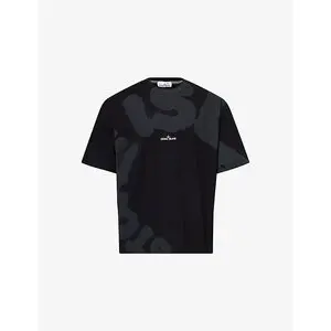Stone Island Whirlwind Logo Cotton T-shirt - Black