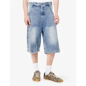 GODMADE Crystal Embellished Cotton Denim Shorts
