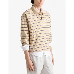 Prada Striped Cotton Pique Polo Shirt - Neutral