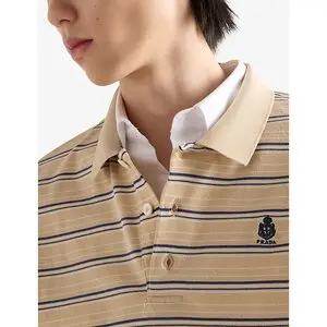 Prada Striped Cotton Pique Polo Shirt - Neutral