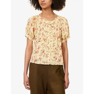 REFORMATION Calia Flora-printed Cotton-blend Top