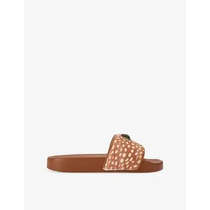 Kurt Geiger Meena Eagle Leather Slides - Camel/oth