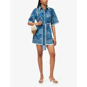 ALEMAIS Lucky Belted Linen Mini Dress