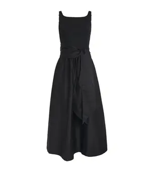ME+EM Jersey And Poplin Fit + Flare Midi Dress - Black