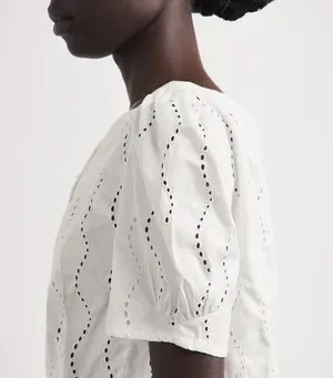 Polo Ralph Lauren Cotton Eyelet Puff Sleeve Blouse