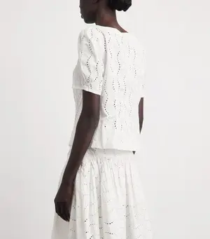 Polo Ralph Lauren Cotton Eyelet Puff Sleeve Blouse