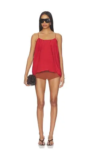 Balmain Draped Crepe Top - Red