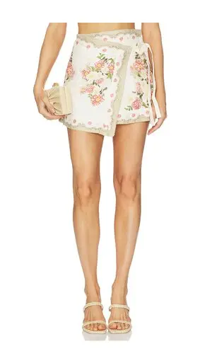 Agua Bendita Luna Mini Sarong Skirt - Cream