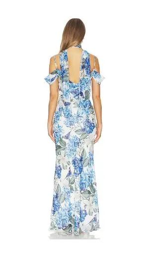 SONYA MODA Floral Print Maxi Dress With Detached Scarf