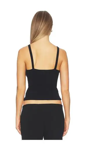 Donni. The Baby Rib Square Neck Tank - Black