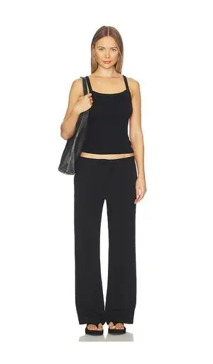Donni. The Baby Rib Square Neck Tank - Black