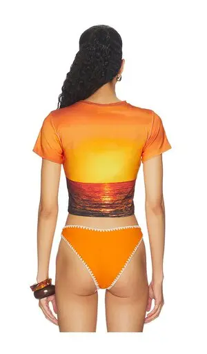 LESLIE AMON Printed Cropped T-shirt