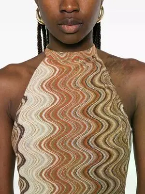 MC2 SAINT BARTH Zigzag-print Halterneck Maxi Dress