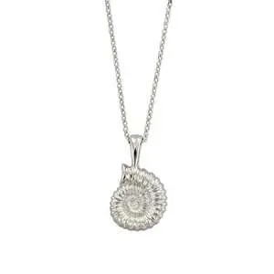 DAINTY LONDON Ammonite Fossil Pendant Necklace - Silver