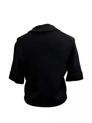 Maje Cropped Contrasting Cardigan Sweater
