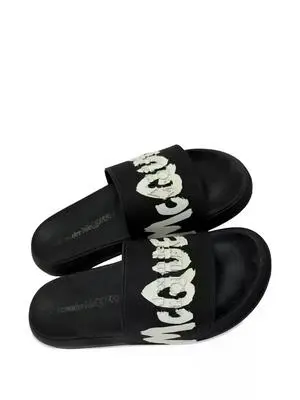 Alexander McQueen Graffiti Logo Slide Sandals
