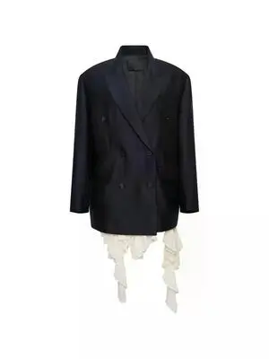 YCH Double-breasted Blazer With Ruffled Detail