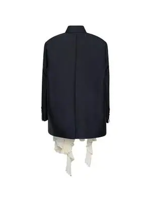 YCH Double-breasted Blazer With Ruffled Detail