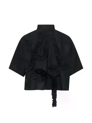 ENFOLD Ruffle-appliqué Crop Shirt