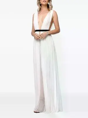 ROSERRY Pleated Tulle Maxi Dress - White