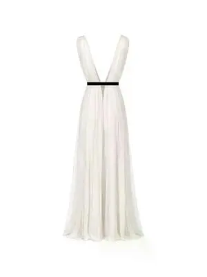 ROSERRY Pleated Tulle Maxi Dress - White