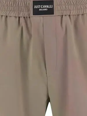 Just Cavalli Straight-leg Trousers With Logo Patch - Neutrals