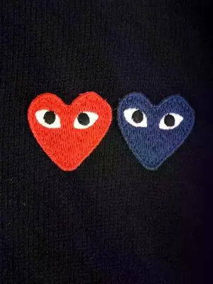 Play Comme Des Garcon Heart-patch Cardigan - Blue