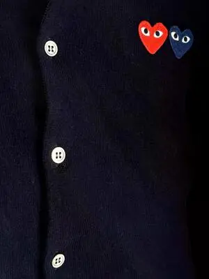 Play Comme Des Garcon Heart-patch Cardigan - Blue
