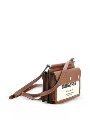 Burberry Logo Pocket Canvas And Leather Mini Crossbody Bag
