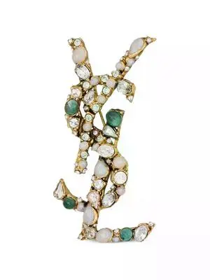 Saint Laurent Cassandre Crystal-embellished Brooch - Gold