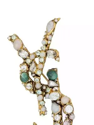 Saint Laurent Cassandre Crystal-embellished Brooch - Gold