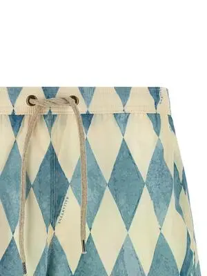 BALLANTYNE Diamond-print Drawstring Swim Shorts - Blue