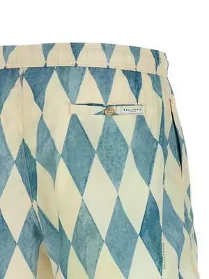 BALLANTYNE Diamond-print Drawstring Swim Shorts - Blue