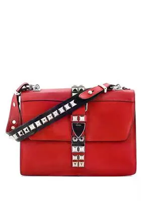 Prada Monochrome Elektra Studded Leather Medium Shoulder Bag
