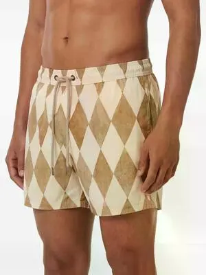 BALLANTYNE Diamond-pattern Swim Shorts - Neutrals