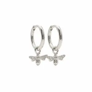 DAINTY LONDON Bumble Bee Huggie Hoop Earrings - Silver