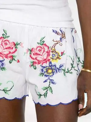 ORSINA Floral-embroidered Mini Shorts