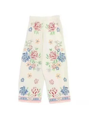 ORSINA Cross-stitch Embroidered Palazzo Pants