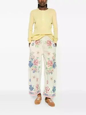 ORSINA Cross-stitch Embroidered Palazzo Pants